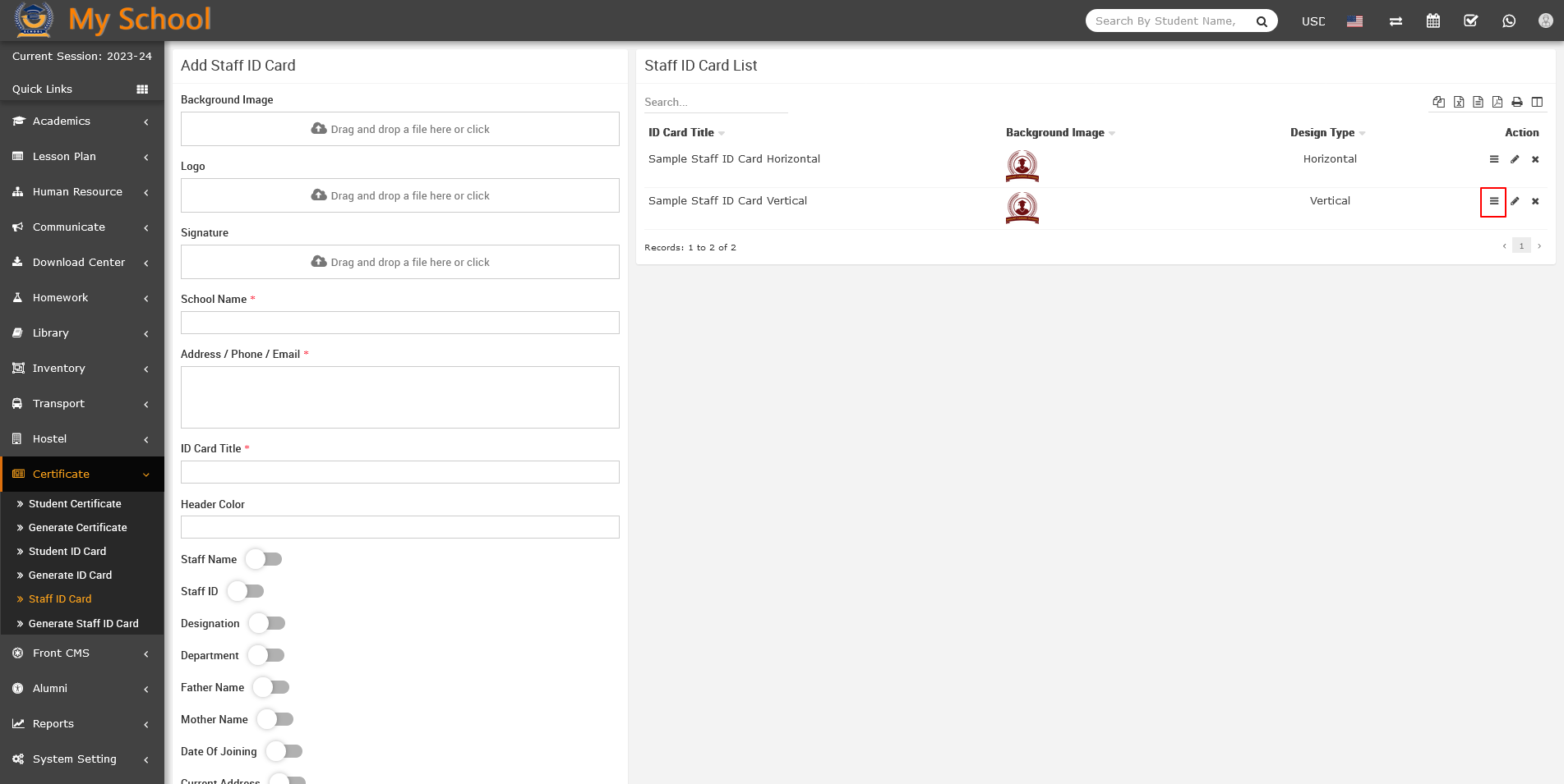 How to create staff/admin id card and show Barcode and QR Code on id ...